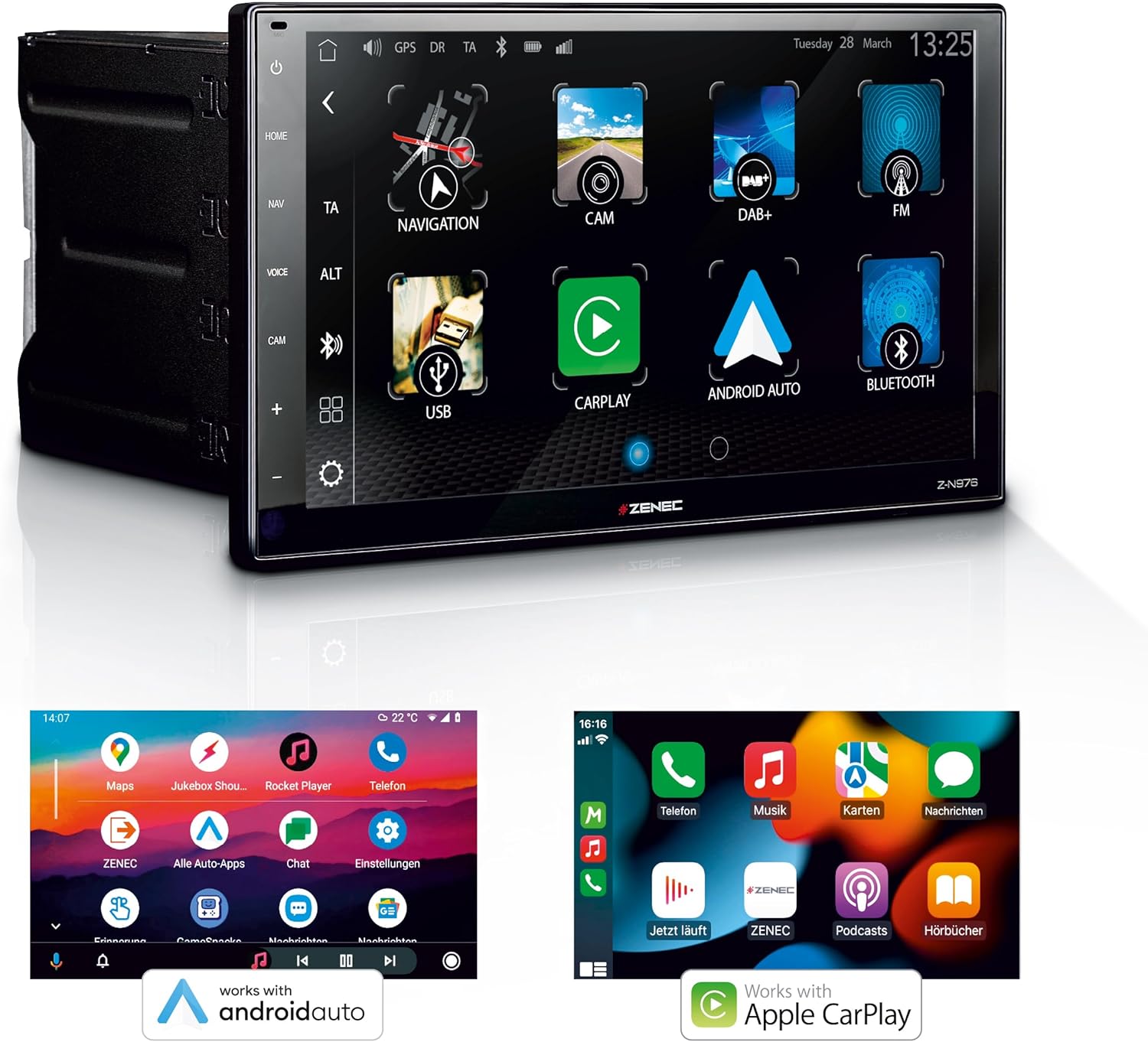 ZENEC Z-N976 2-DIN Autoradio, Multimediasystem mit 9“/22,9 cm Touchscreen, Mediencenter mit DAB+ ...